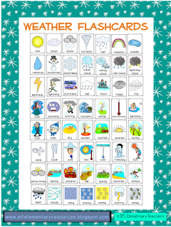 EFL Elementary Teachers: Weather Flashcards Activities for ESL EFL Learners