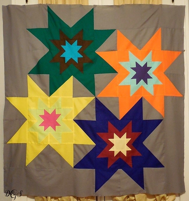 Homespun Hannah's Blog: Exploding Stars quilt top completed!