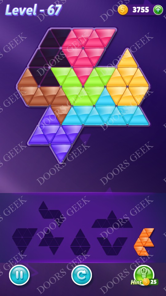 Block! Triangle Puzzle Advanced Level 67 Solution ~ Doors Geek