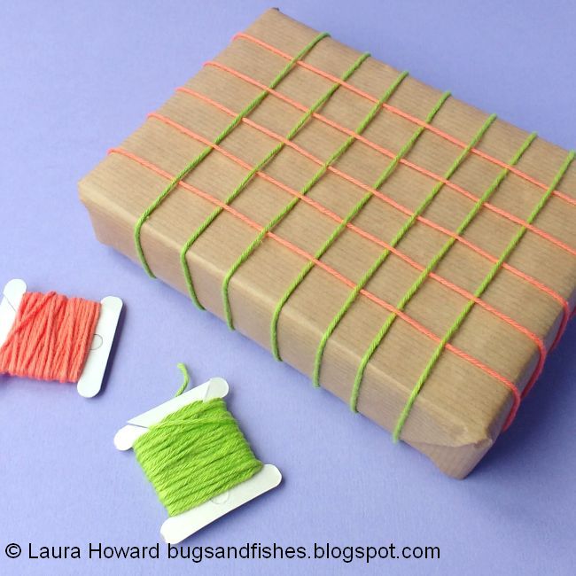 Bugs and Fishes by Lupin: Gift Wrapping with Yarn & Embroidery Thread