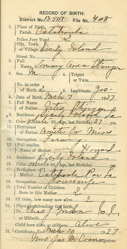 Roots From The Bayou: Estus Stringer Family