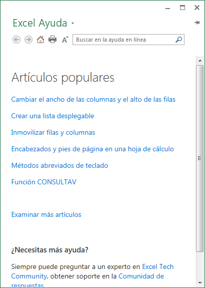 Formas de ayuda de Excel