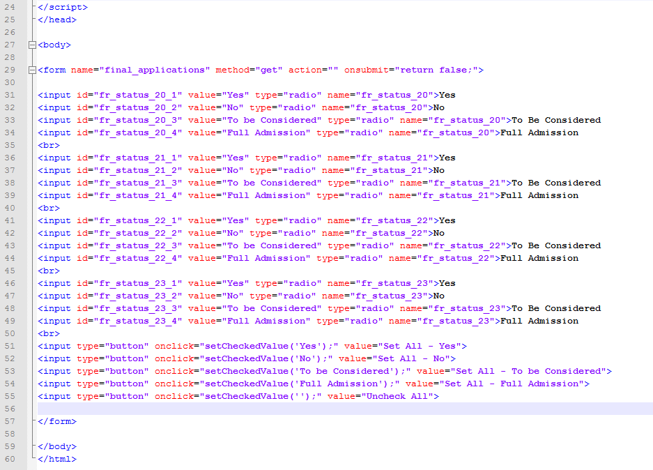 Javascript To Enable Disable Update Multiple Rows Of Radio Buttons In One Click Haneef Puttur