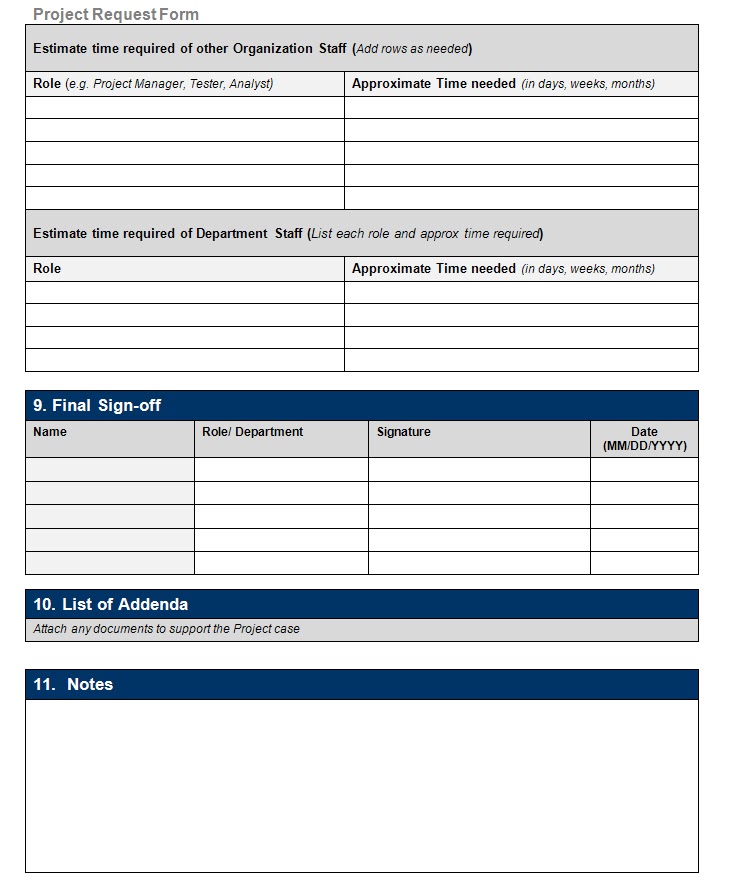Office Forms: Project Request Form (5 pages)