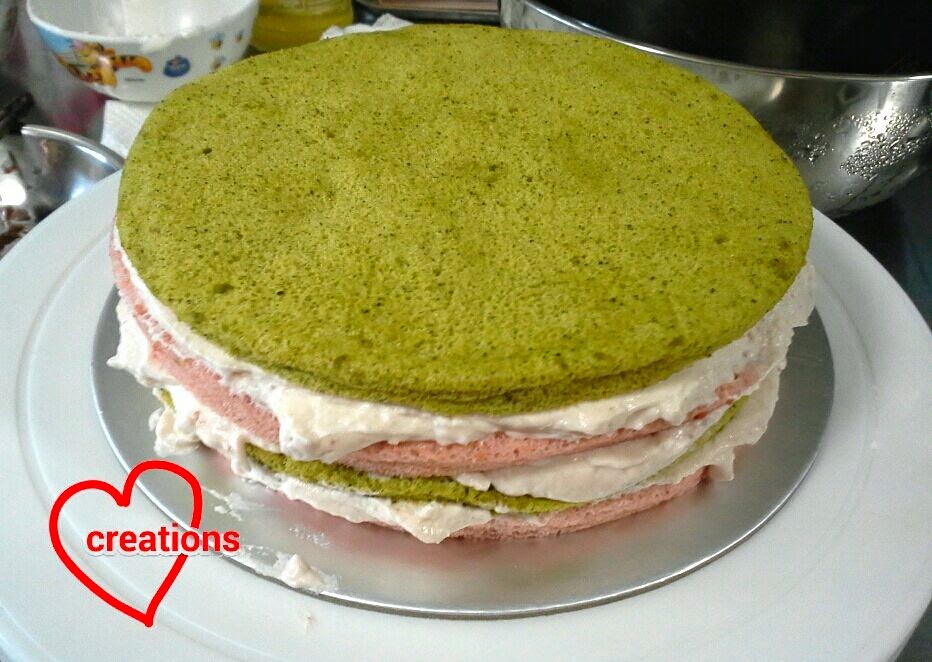 Loving Creations for You: Matcha Azuki Cake with Azuki Cream and Ombre ...