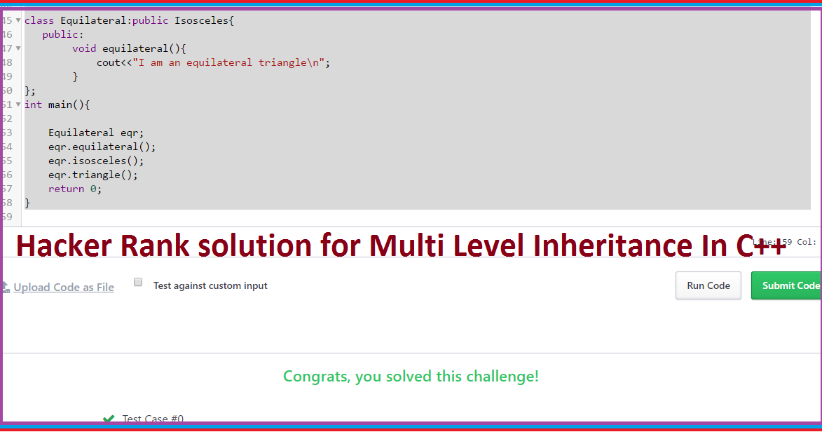 Hacker Rank Solution For Multi Level Inheritance In C