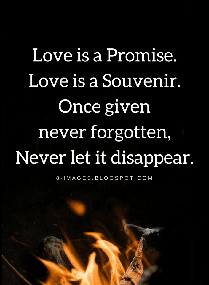 Love Quotes love is a Promise. Love is a Souvenir. Once given never ...