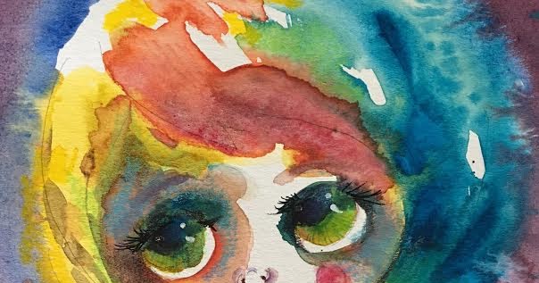 Blythe inspired Original watercolor painting