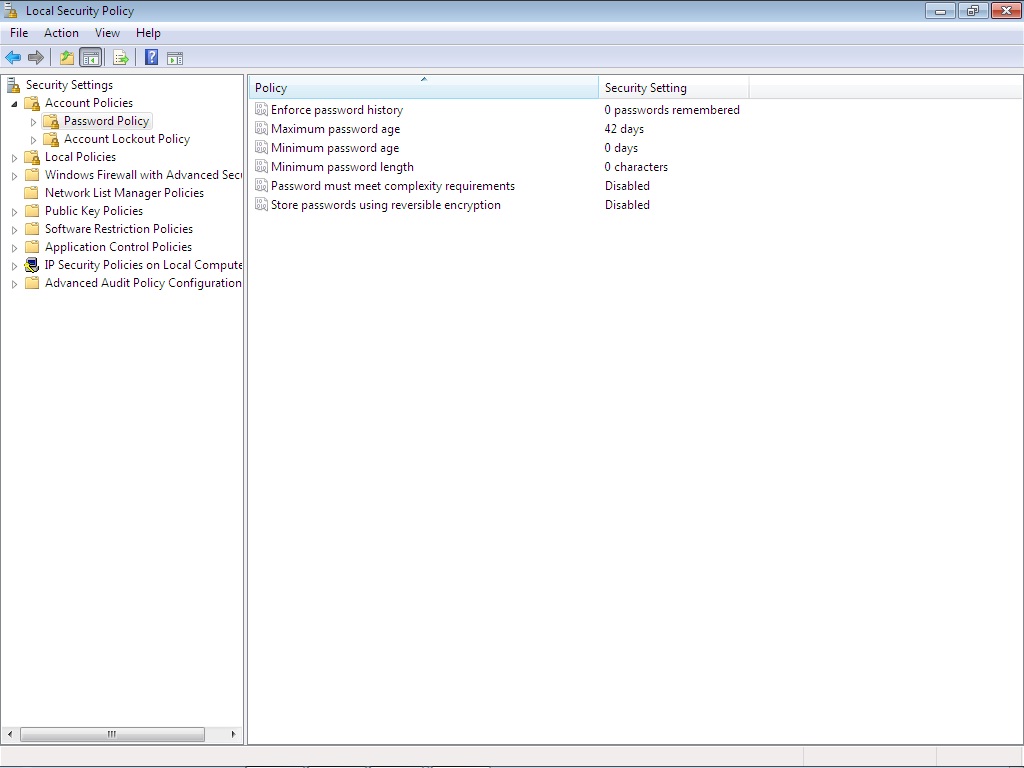 Set Password Policy.