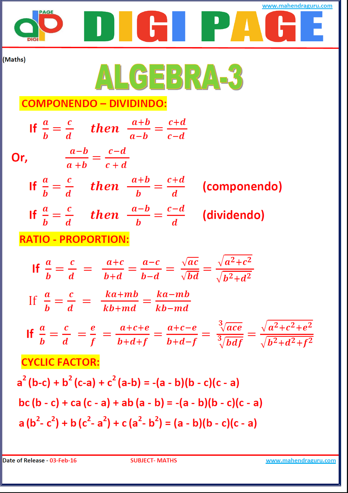 Digi Page - Maths - 03.02.2016