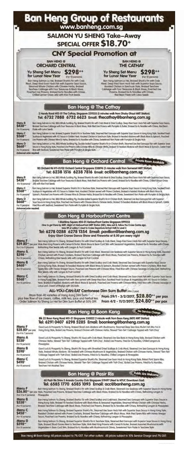 Ban Heng Group of Restaurant Salmon Yu Sheng Promotion 01 February 2017 ...