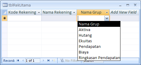 Membuat Tabel Induk Rekening Utama - Access Terapan