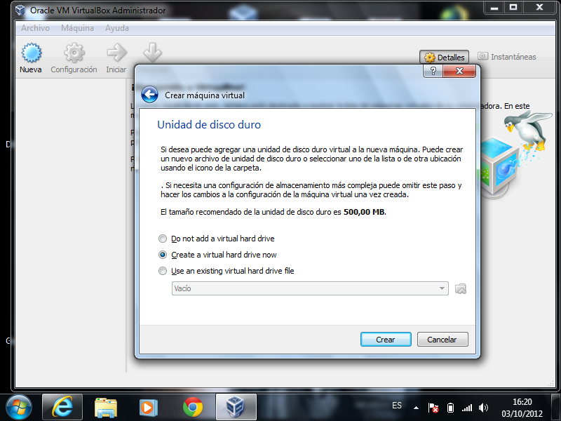 Como crear una Maquina Virtual: Maquina Virtual
