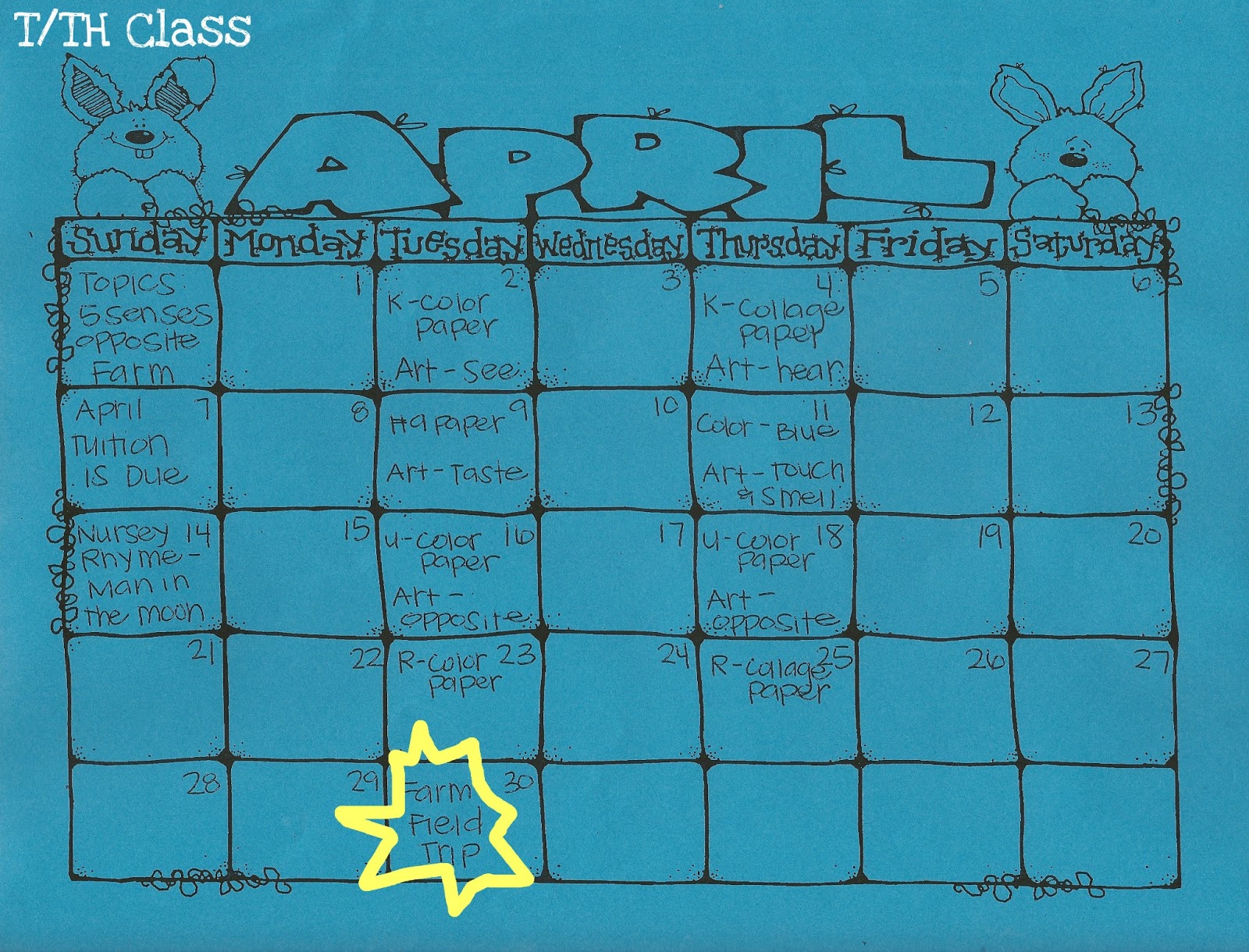 Cornerstone Preschool: APRIL Calendar