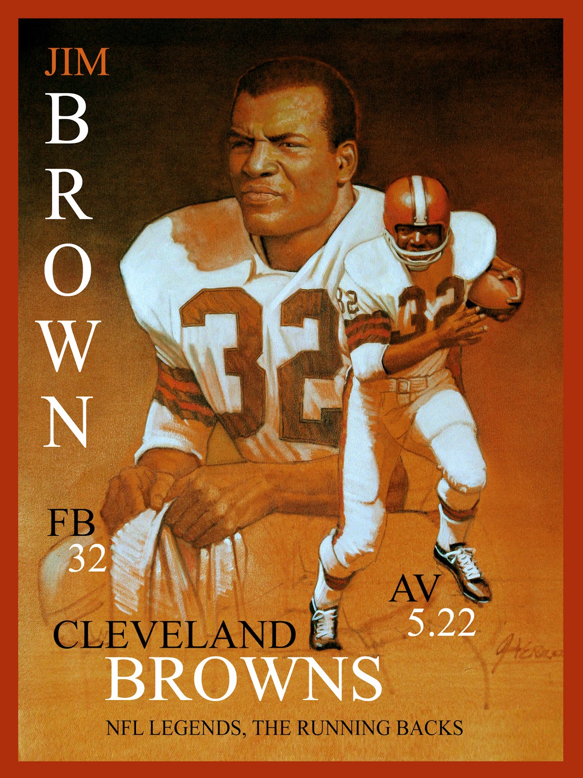 the sports art of h. edward brooks: Jim Brown, Cleveland Browns