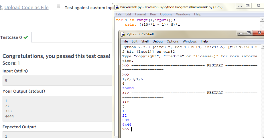 Hackerrank Python Triangle Quest Solution