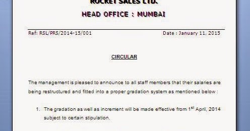 Office Circular for Employee Salary Increment