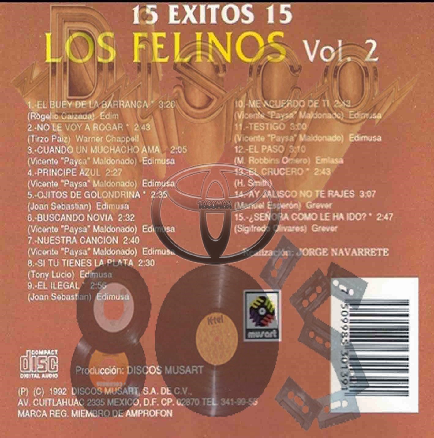 sɐɹǝdnɹƃ sǝuoıɔɔǝΙoɔ: Los Felinos-15 Exitos Vol.2