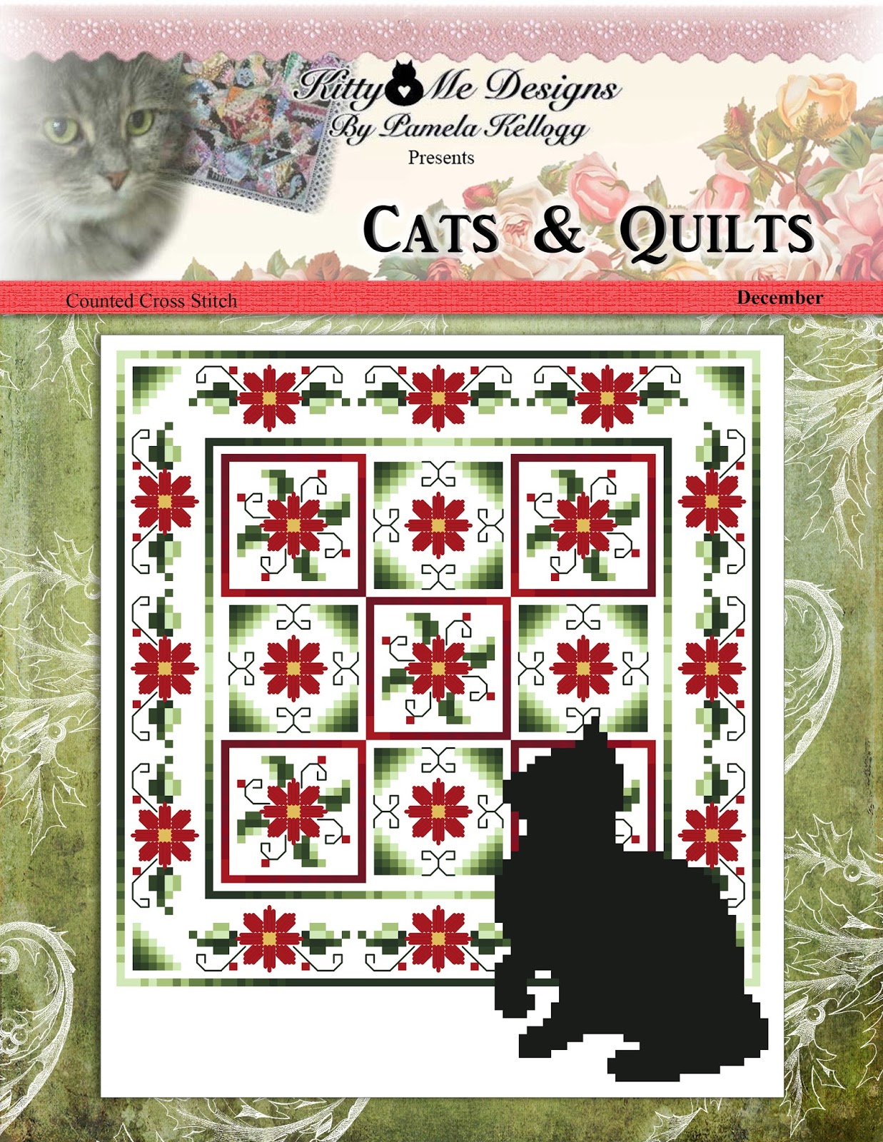 Kitty And Me Designs: Cats And Quilts December Counted Cross Stitch Pattern