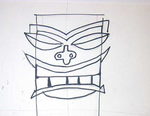 Hawaiian Happy Tiki Drawing