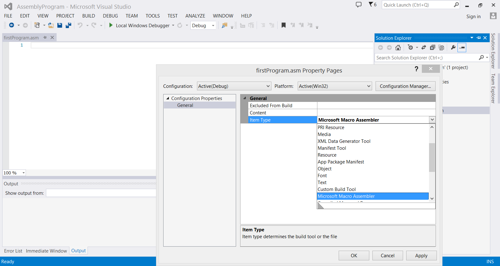 Run your first program in Assembly Language using Visual Studio