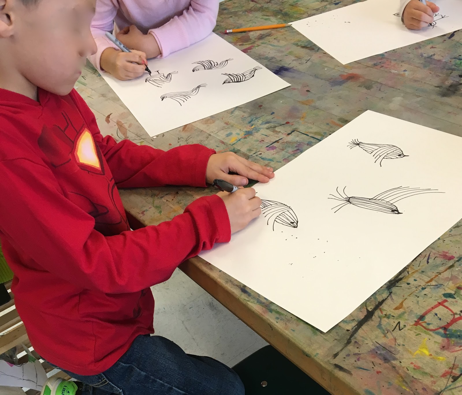 Art Room Blog: 1st Grade Abstract Line Birds--Part of our STEAM Project...