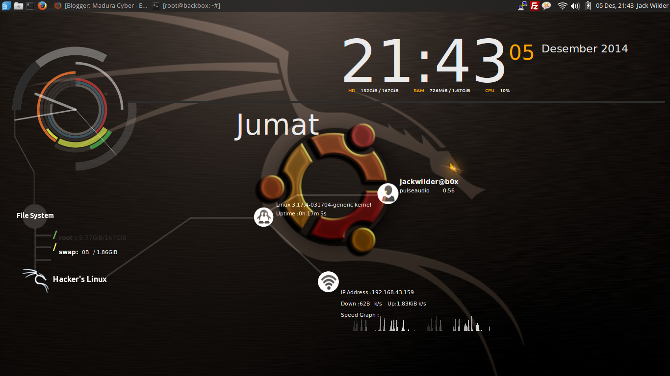Cara Mempercantik Desktop Backbox Linux dengan Infinity Conky - LinuxSec