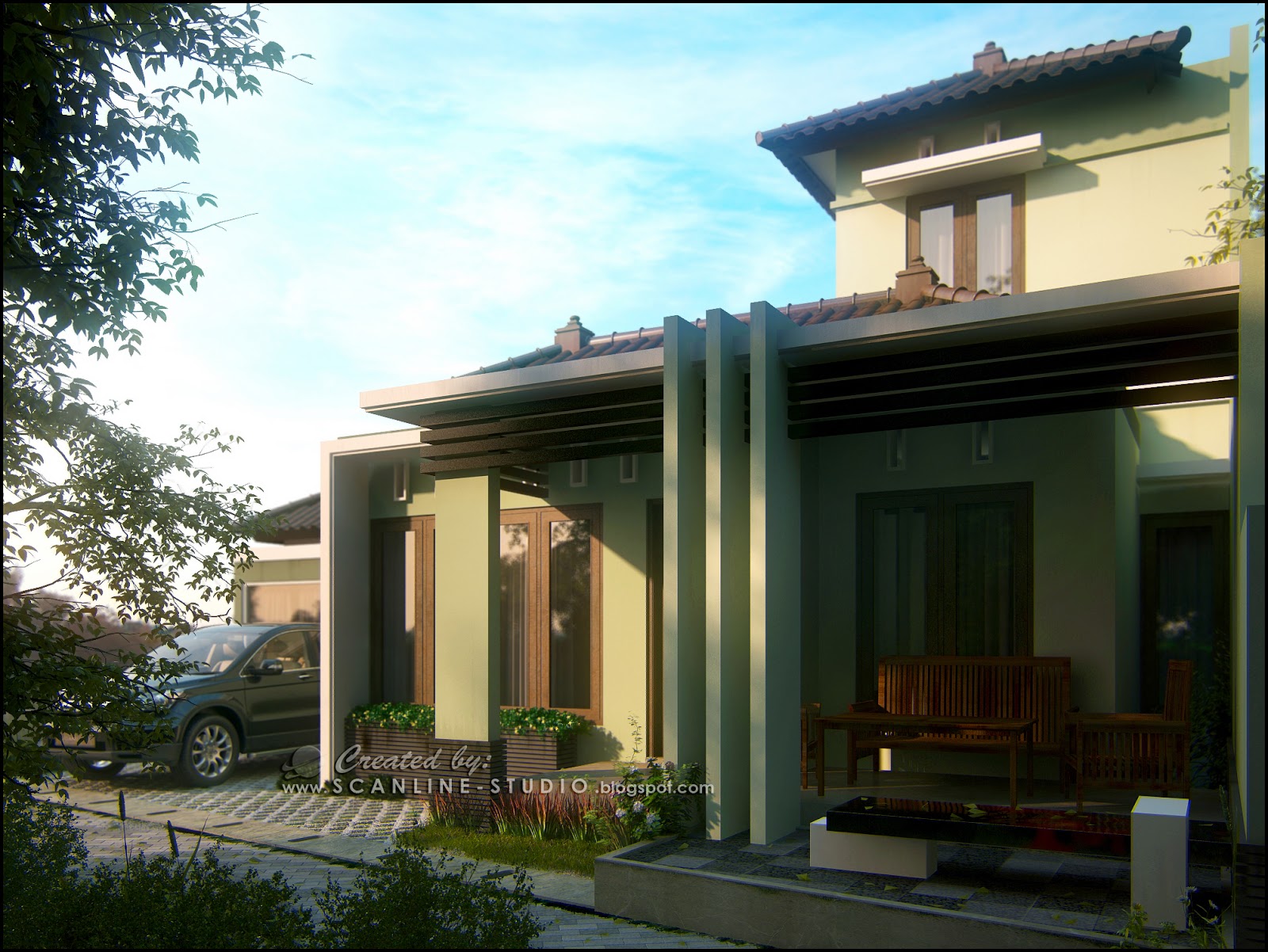 Scanline Art Gallery: THE HOUSE NEAR RICE FIELDS