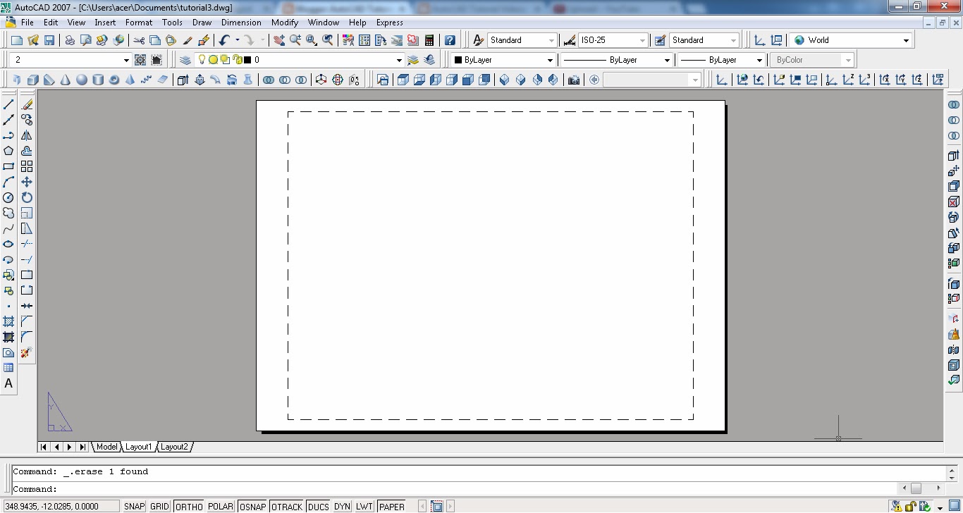 AutoCAD Tutorial Videos: AutoCAD Tutorial : Model Tab dan Layout Tab
