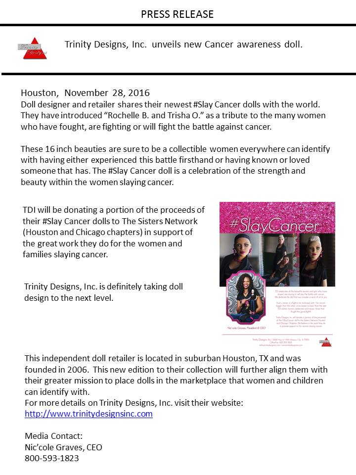 Black Doll Collecting: #SlayCancer Dolls by Trinity Designs, Inc.