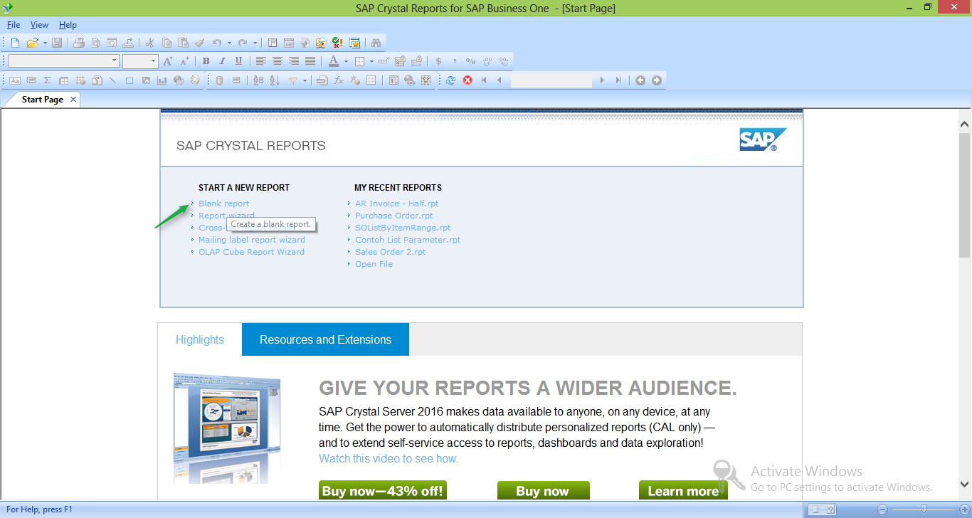 Crystal Report On Sap Business One Sap Business One