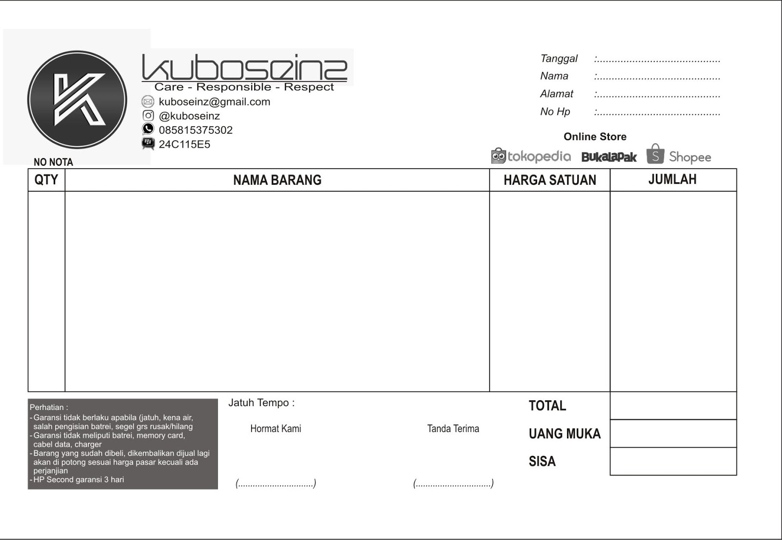 Contoh Nota Bon Kosong | Percetakan di Malang | Cetak murah dan berkualitas, cepat | Digital ...