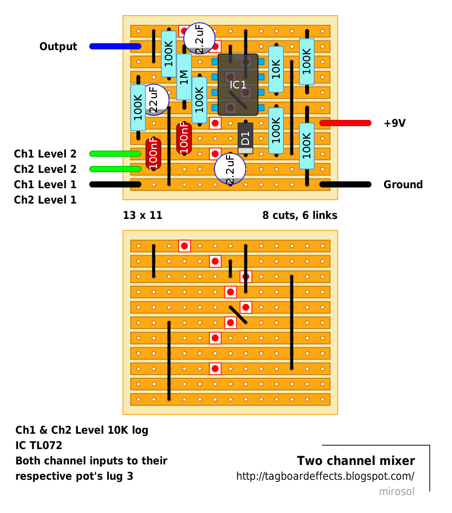 Guitar FX Layouts: 2 Channel Mixer
