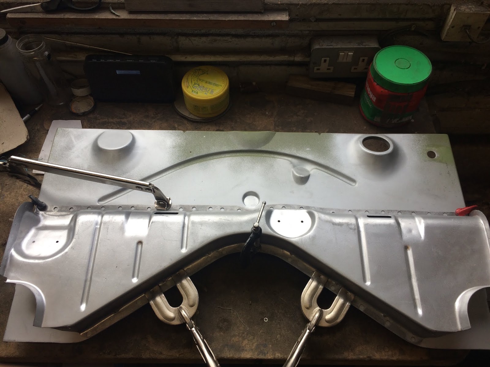 1965 VW Beetle Restoration: Uniting the front bulkhead panels