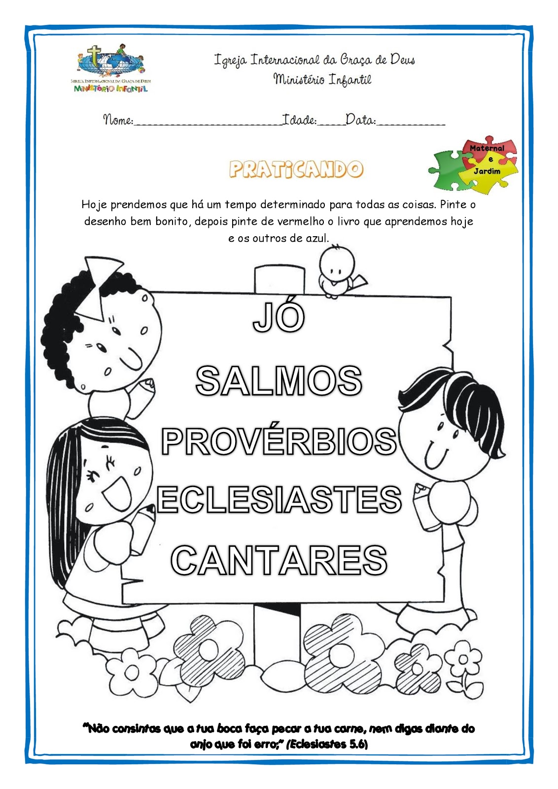 Atividades Infantil Eclesiastes 3 - BRAINCP