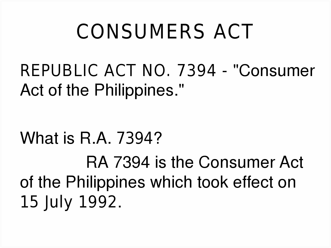 ra 7394 - philippin news collections