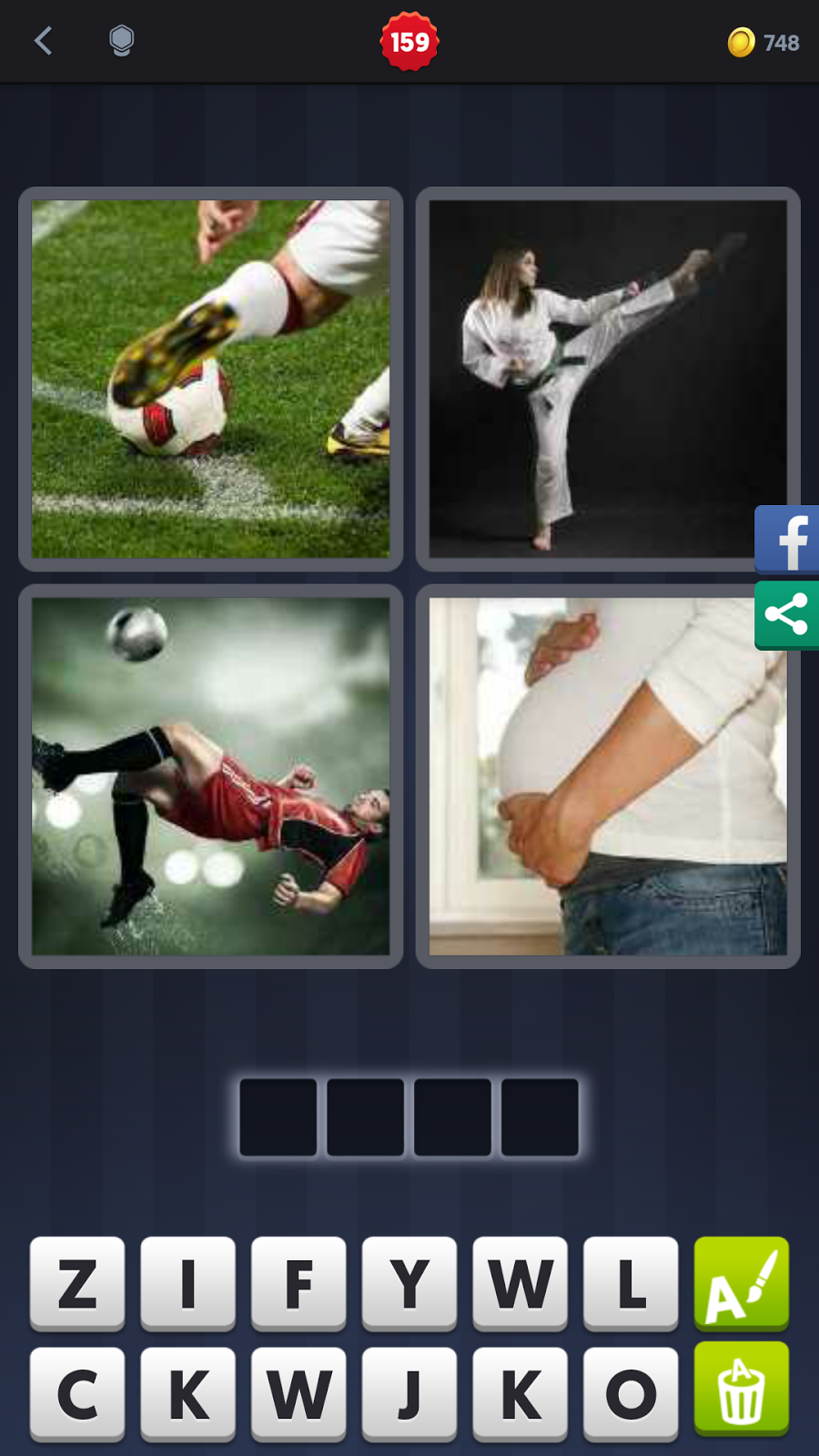 4 Pics 1 Word Answers Solutions: LEVEL 159 KICK