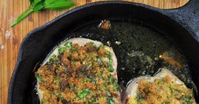 Thick Iowa Chops with Easy Stuffing Crust