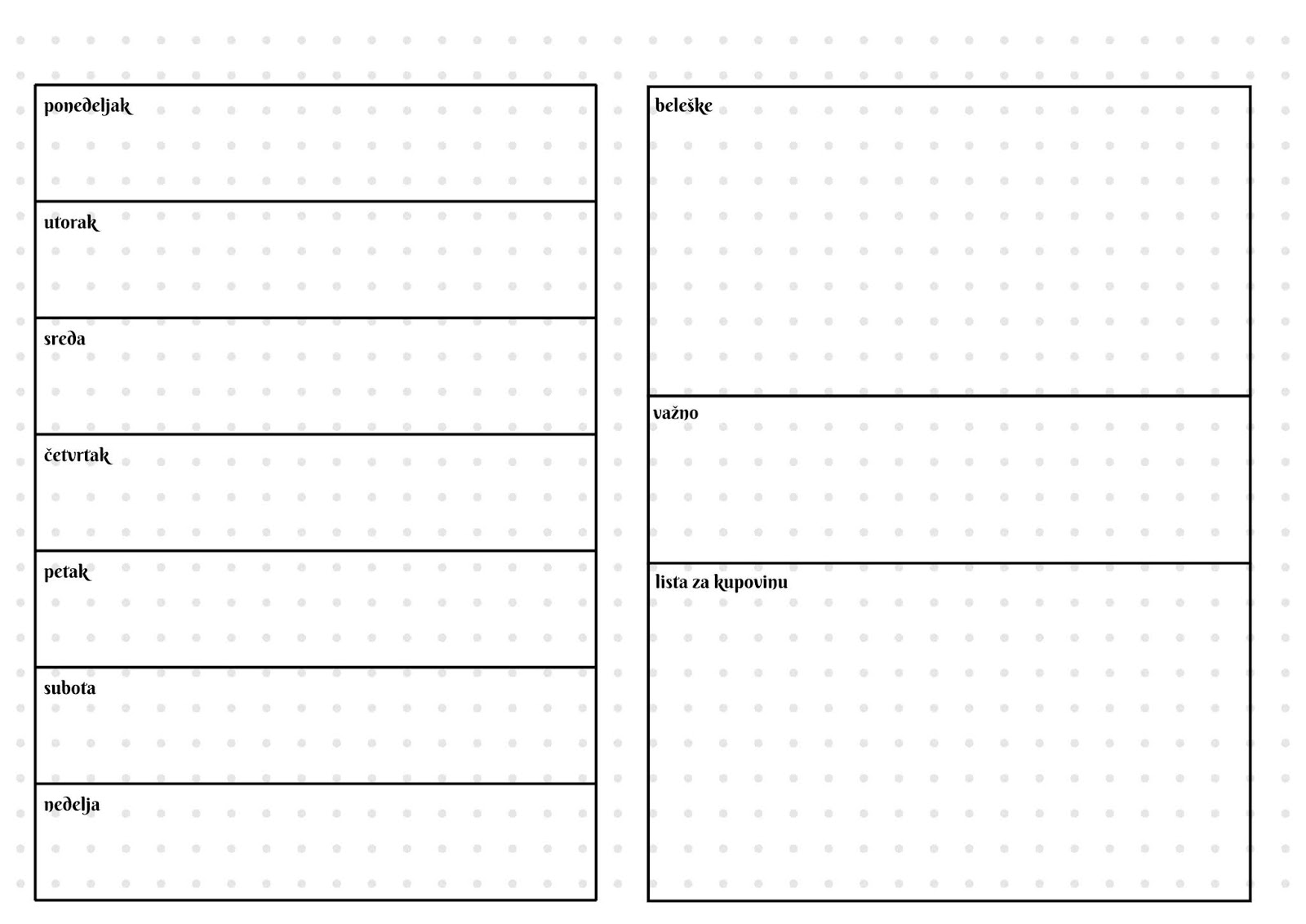 Kreativna radionica BUBA MARA: Mesečni planeri i rasporedi za novu ...
