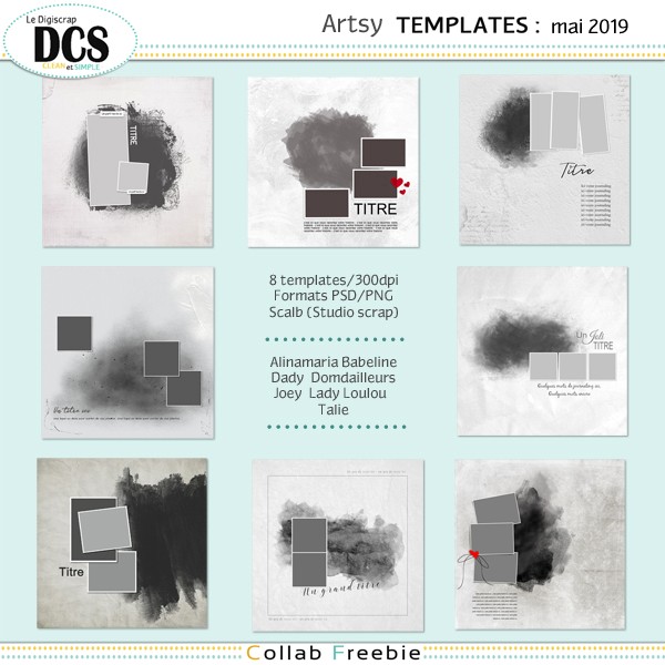Talie Digiscrap: Artsy Templates chez DCS