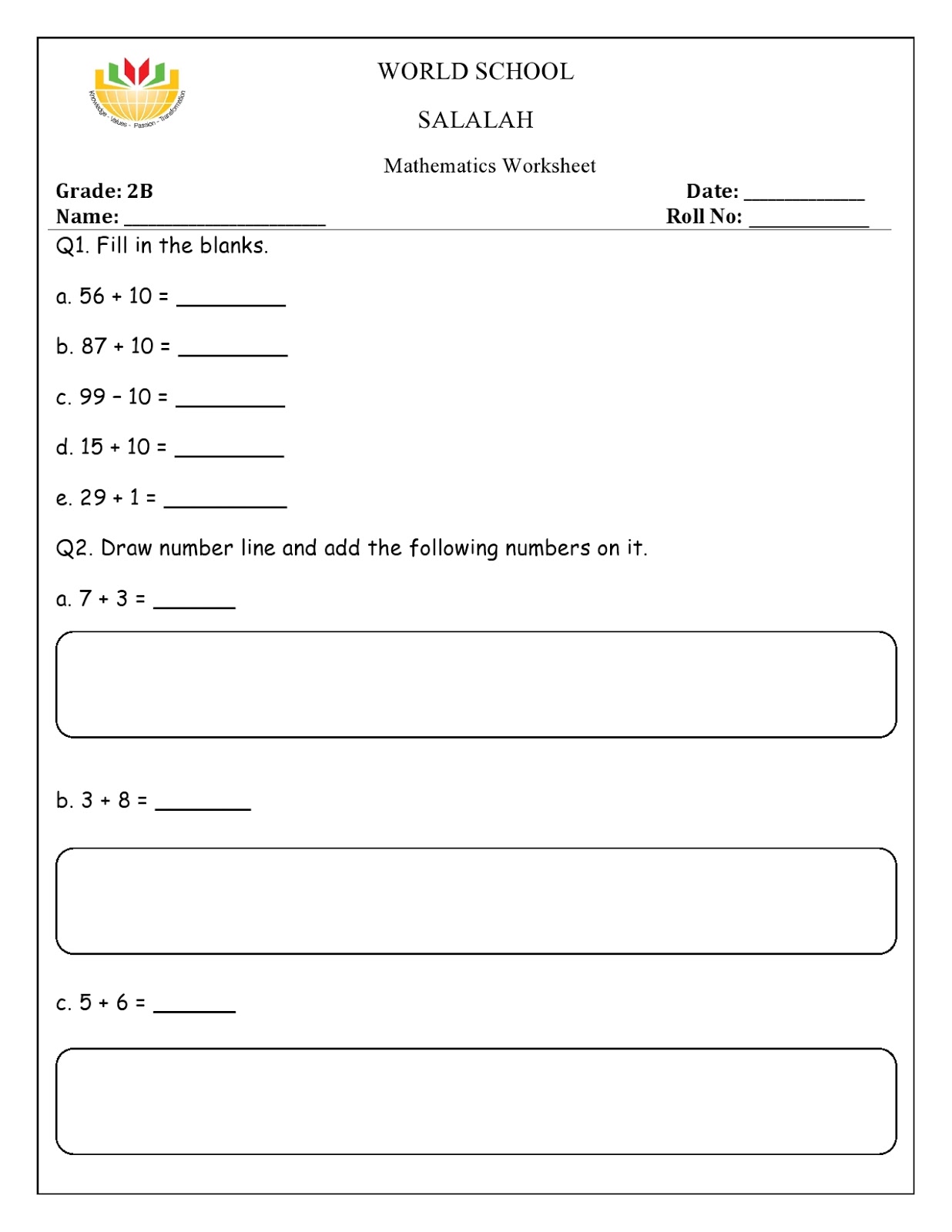Birla World School Oman: Homework for Grade 2 as on 02/11/2017