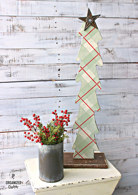 Vintage Table Goes Plaid with the Plaid Shirt Stencil - Organized Clutter