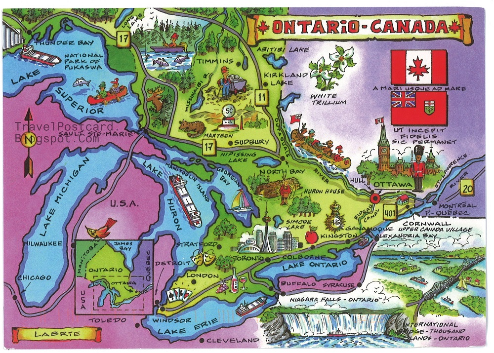 Love Map Postcard : Ontario Canada Map Postcard
