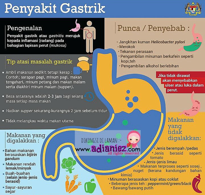 Penyakit Gastrik : Tips Mengatasi & Makanan Yang Digalakkan