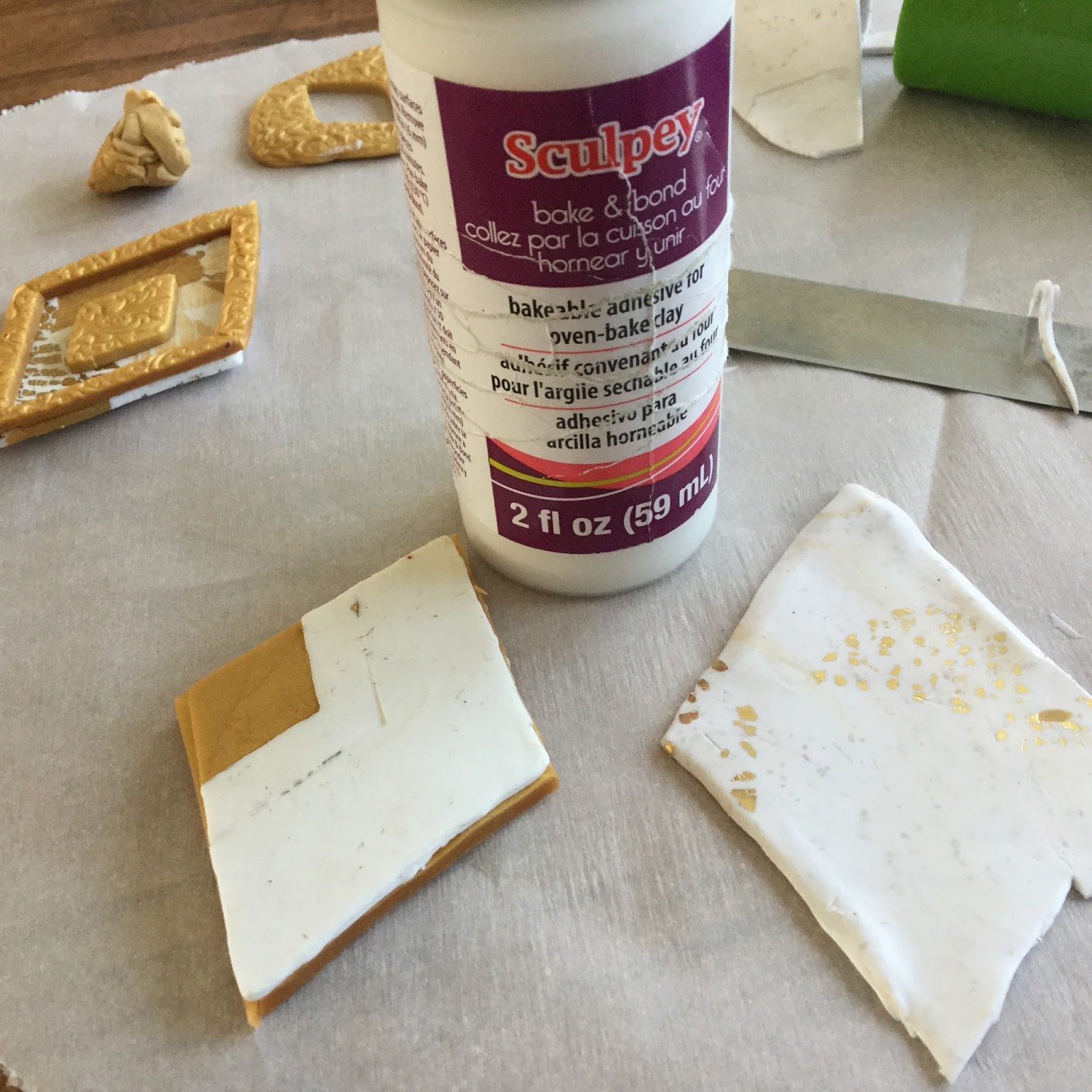 Golden Diamonds Polymer Clay Pendants Tutorial