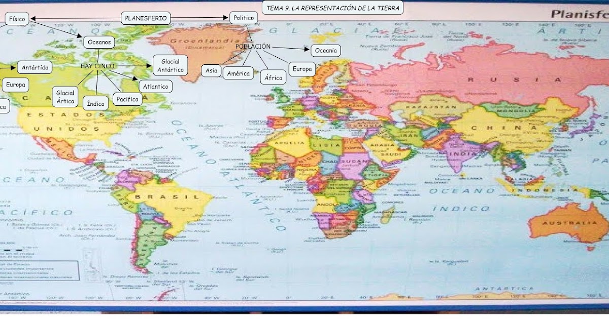 El mundo de Lucia Palacios: LOS PLANISFERIOS PLOTICOS Y FISICOS
