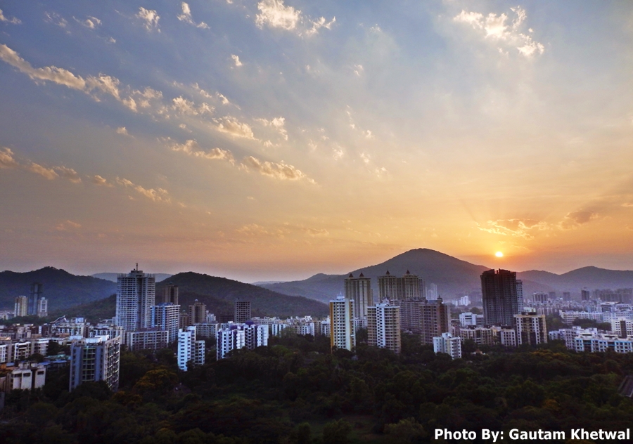 Thane - The Lake City: Sunset over Thane City, Thane Creek