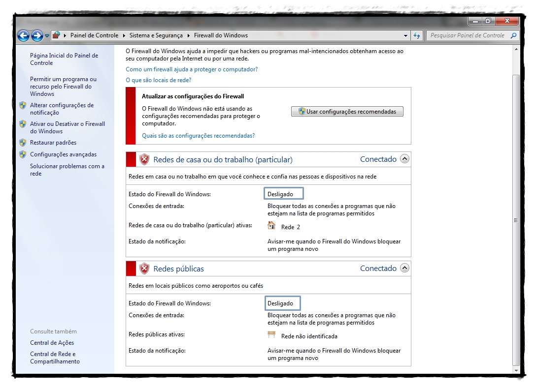 Desativando o Firewall | Mu Lions Help