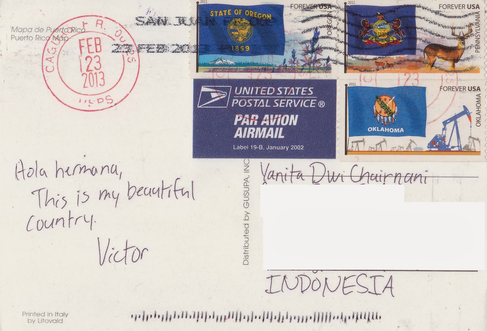 My World In (Written and Stamped) Postcards: [ PUERTO RICO ] Map of ...