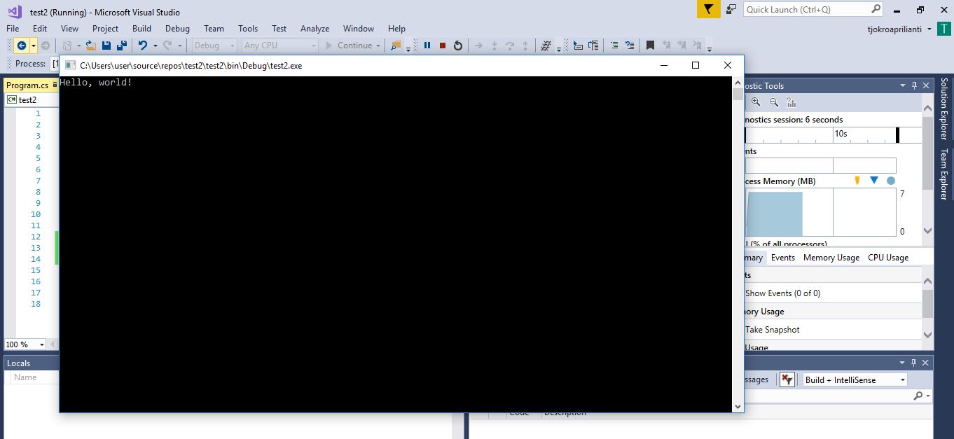 Menampilkan Hello world C# dengan Visual Studio